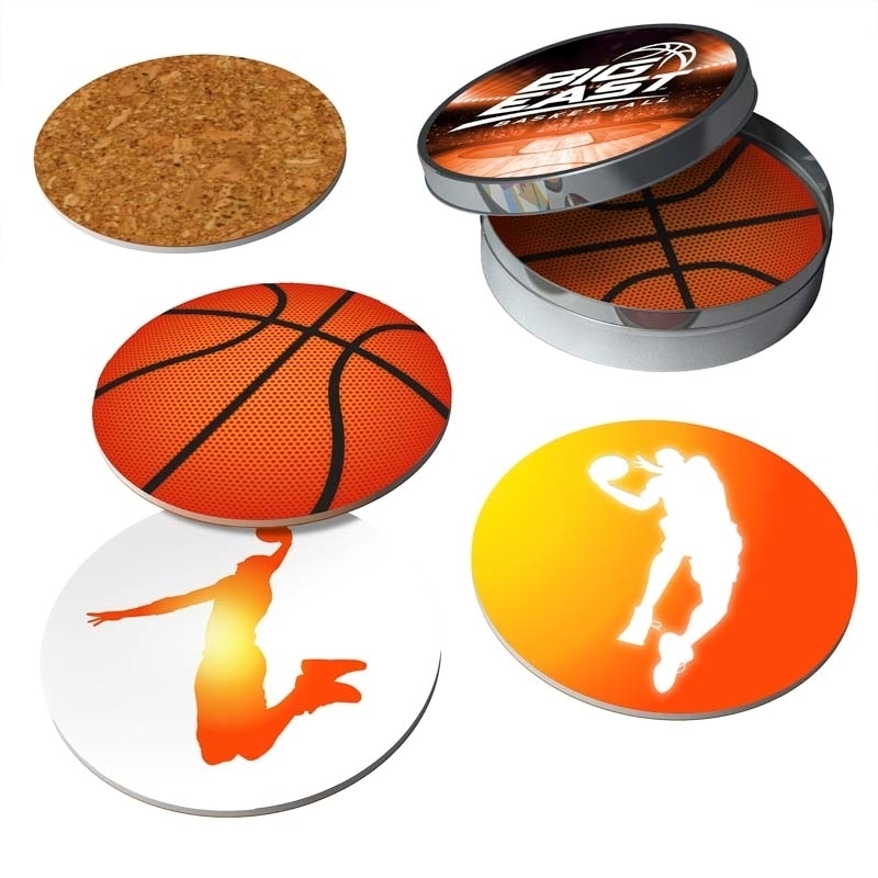 Full Color Cork Coasters in Tin | WithLogos