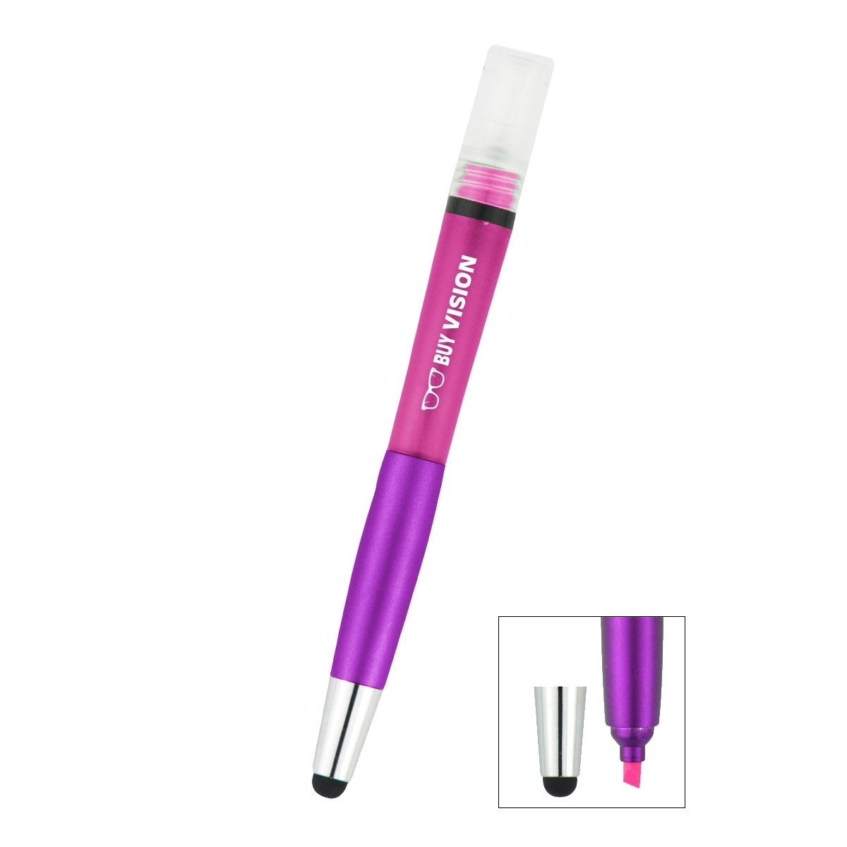 Custom Refillable Spray Bottle w Highlighter & Stylus | WithLogos